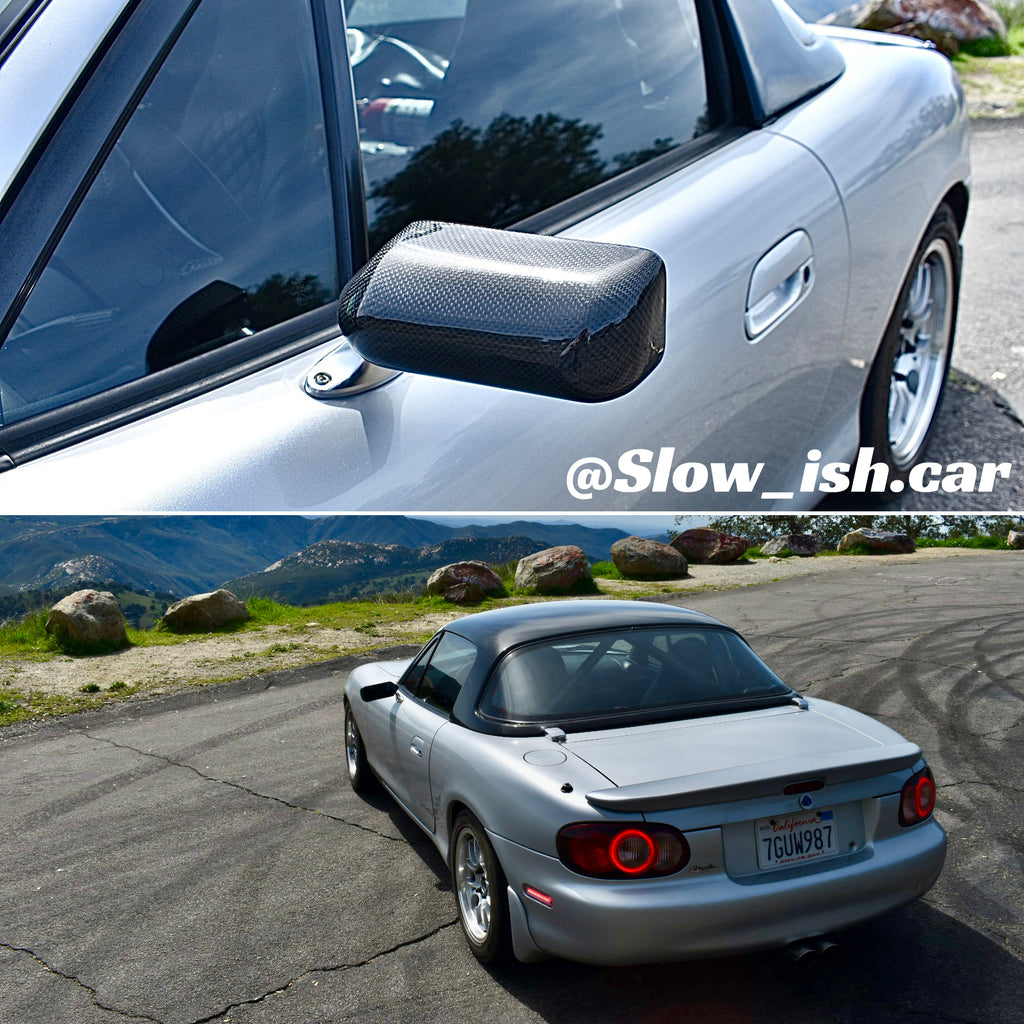 NA/NB Miata Carbon Fiber Square Mirrors | Spinnywhoosh Graphics
