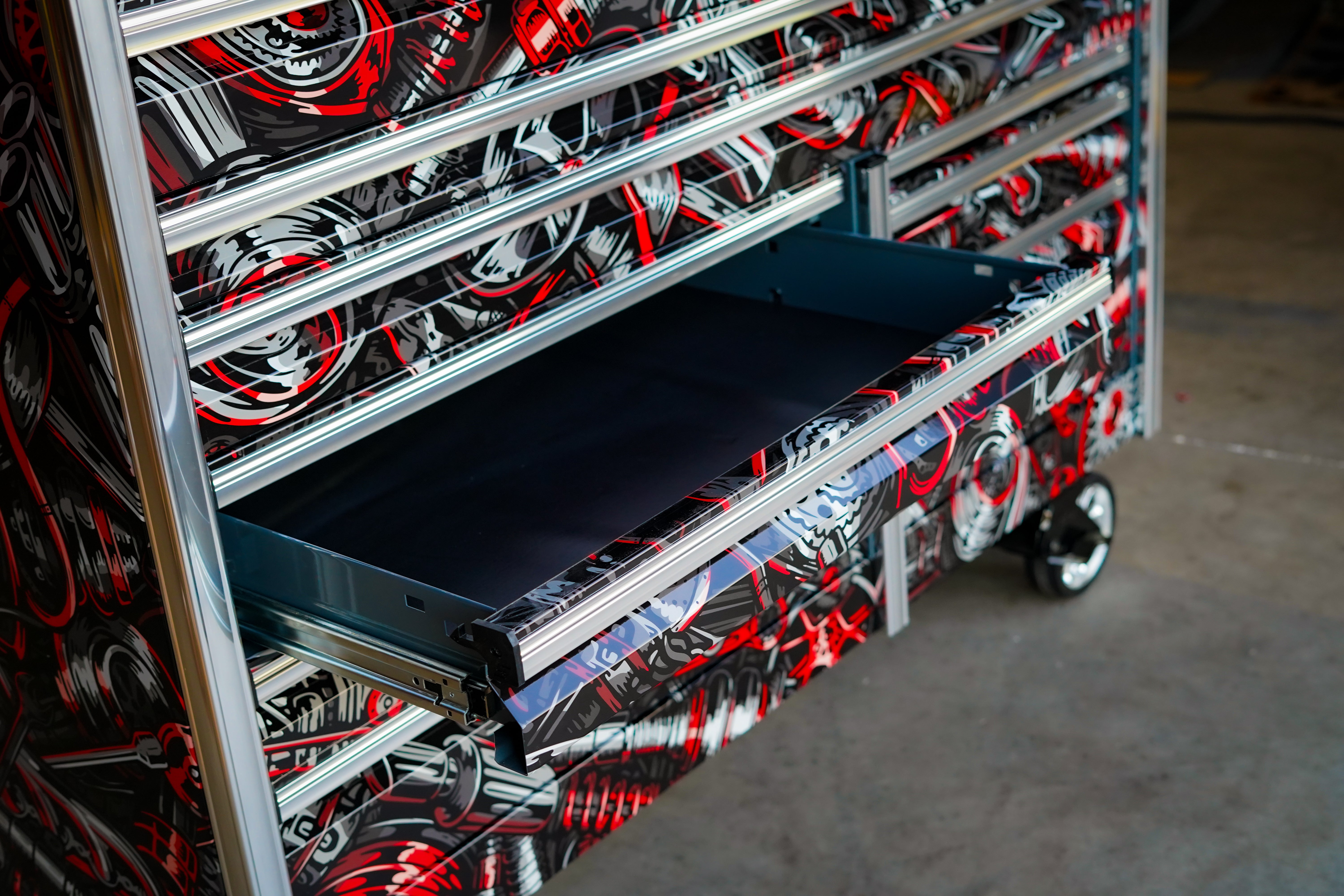 Tool Box Wrap - Car Parts Graffiti – Spinnywhoosh Graphics