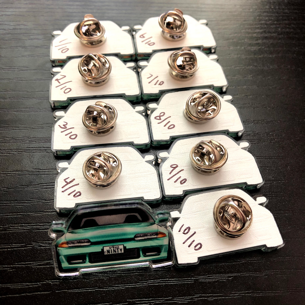 Minty Skyline Acrylic Pin | Spinnywhoosh Graphics