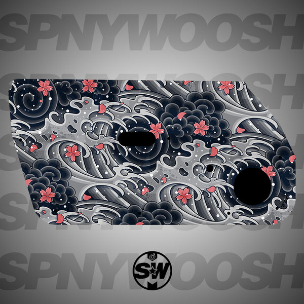 Sakura Grey Wave Door Card Vinyl Design | Spinnywhoosh Graphics