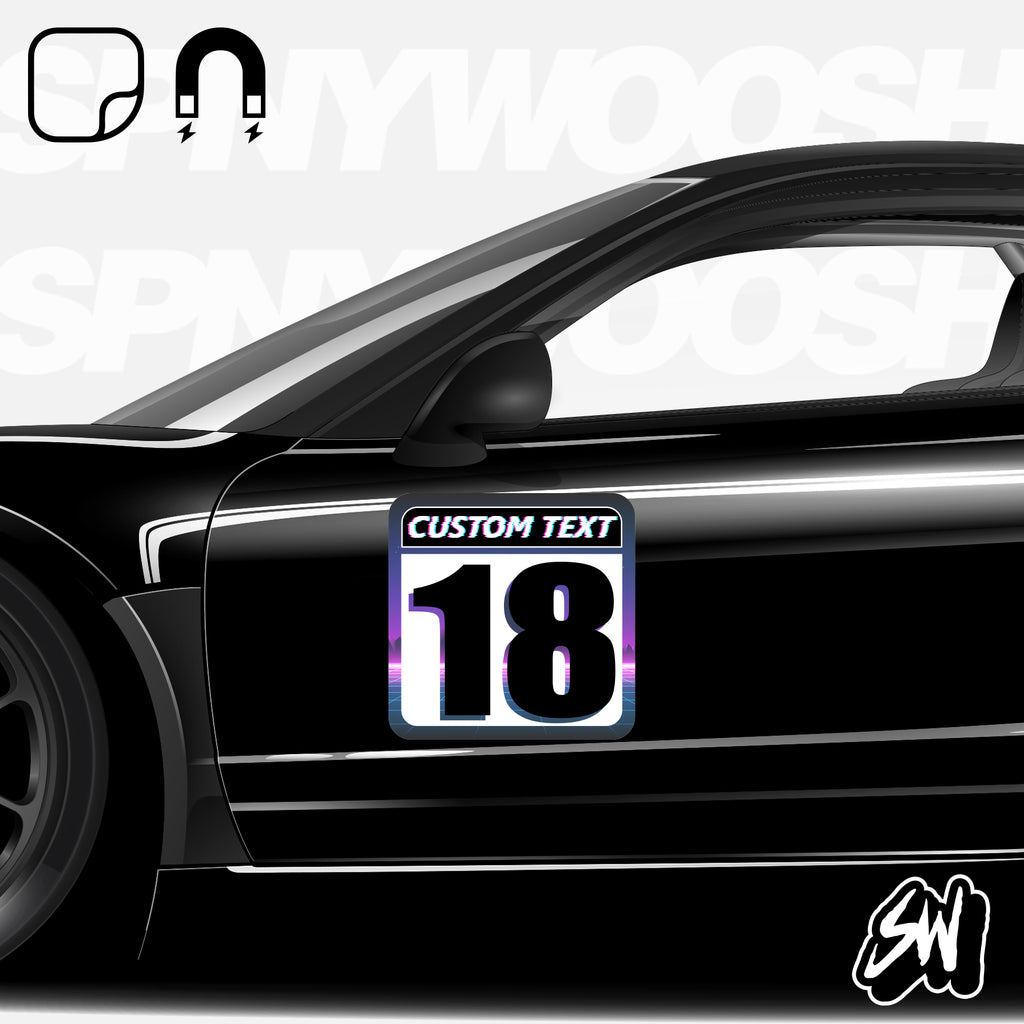 Retro 80's Vaporwave Racing Number cards | Spinnywhoosh Graphics