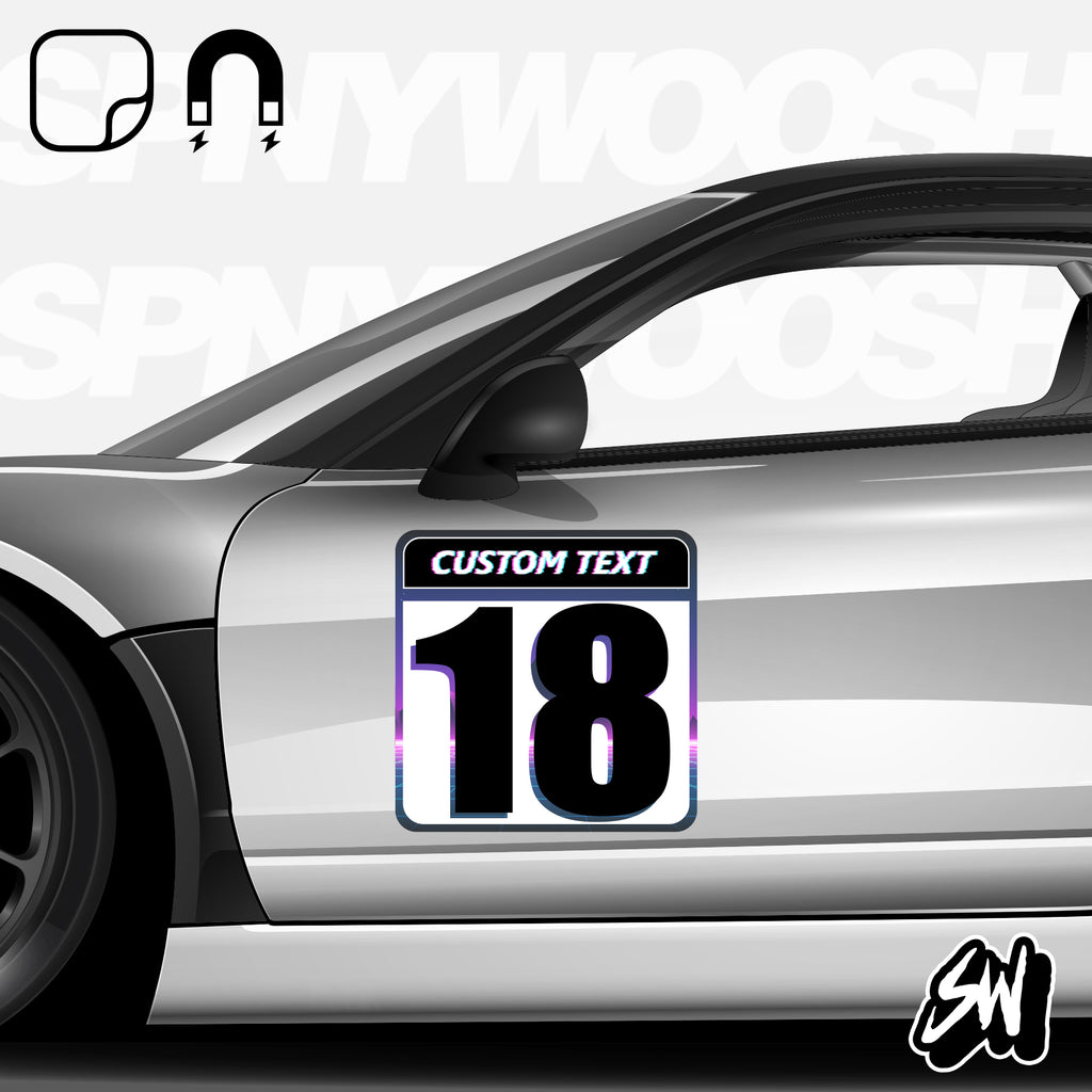 Retro 80's Vaporwave Racing Number cards | Spinnywhoosh Graphics