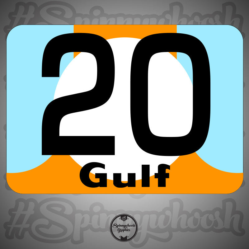 Vintage Livery Inspired Gulf Racing Numbers | Spinnywhoosh Graphics
